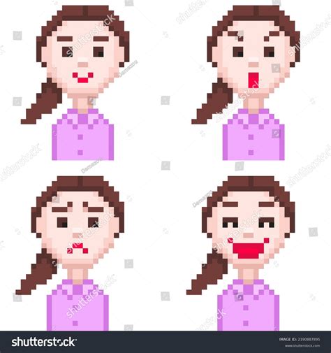 Pixel Illustration 4 Facial Expressions Stock Illustration 2190887895 Shutterstock
