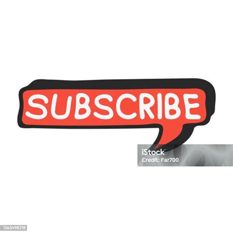 텍스트 구독이 있는 빨간색 구름 거품입니다 음성 풍선 가로 보기입니다 손으로 그린 벡터 그래픽 그림 흰색 배경에 격리된 개체입니다 격리 가입서에 대한 스톡 벡터 아트 및