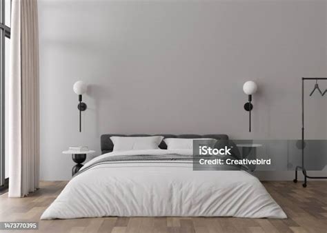 인테리어 모형 로프트 스타일 현대적인 침실의 빈 벽 아트웍 사진 포스터를위한 공간을 복사하십시오 현대적인 스타일의 인테리어