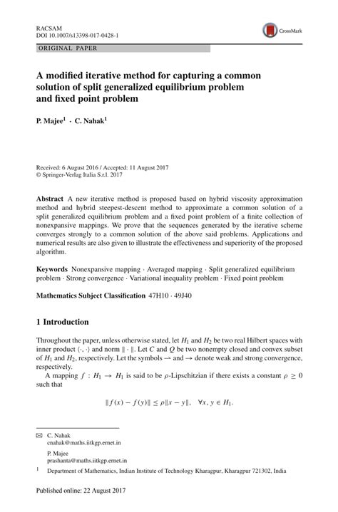 Pdf A Modified Iterative Method For Capturing A Common Solution Of Split Generalized