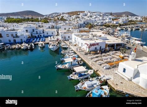 Aerial View Of The Picturesque Naousa Harbor In Paros Island Greece
