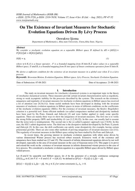 Pdf On The Existence Of Invariant Measures For Stochastic Evolution Equations Driven By Lévy