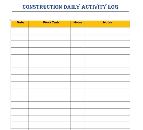 10 Editable Activity Log Templates [word And Excel]