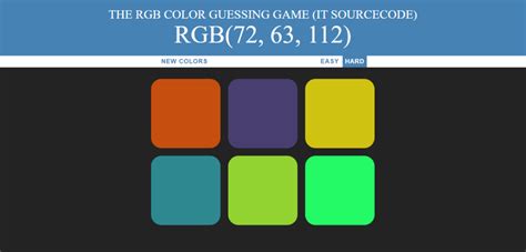 Color Guessing Game Javascript With Source Code