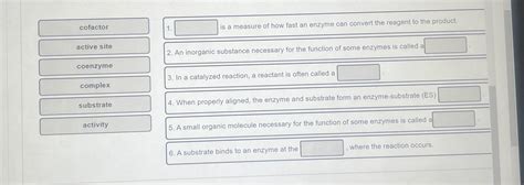 Solved Cofactoractive Sitecoenzymecomplexsubstrateactivityis