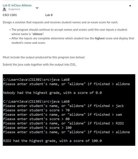 Solved Lab 8 Inclass Alldone B Assignment Csci 1301 Lab 8