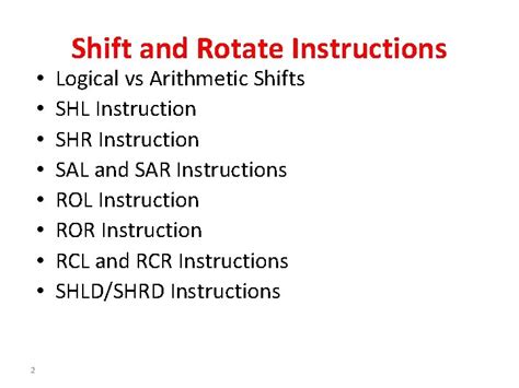 Computer Organization Assembly Language Shift And Rotate Instructions