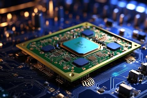 Premium AI Image Closeup Of Electronic Circuit Board With Central Computer Processors CPU Concept