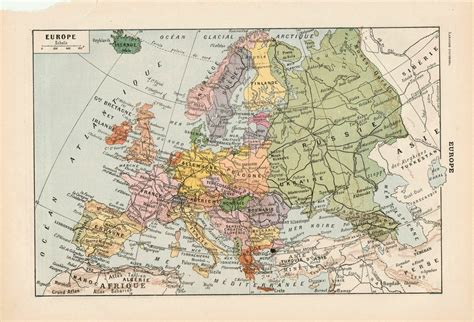 Map Of Europe Original Old Engraving 1920 Etsy