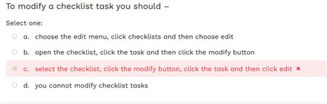 Solved To Modify A Checklist Task You Should Select One