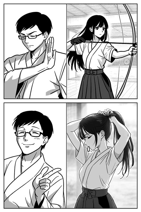 Hayashi Ko Tagme 1boy 1girl Arrow Projectile Bow Closed Eyes