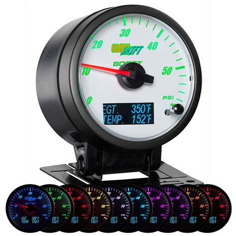 GlowShift Mm In White Face Boost W Digital Exhaust Gas Temp Trans Temp Gauges Walmart Com