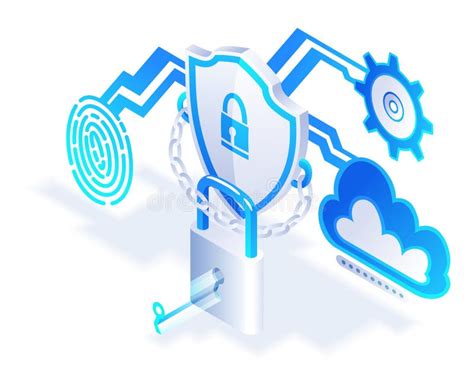 security isometric shield icon future technology for verification