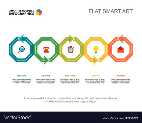 Five Points Workflow Slide Template Royalty Free Vector