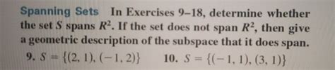 Solved Spanning Sets In Exercises 9 18 Determine Whether