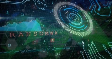 Image Of Processing Circle Data And Cybercrime In Digital Space Stock Illustration