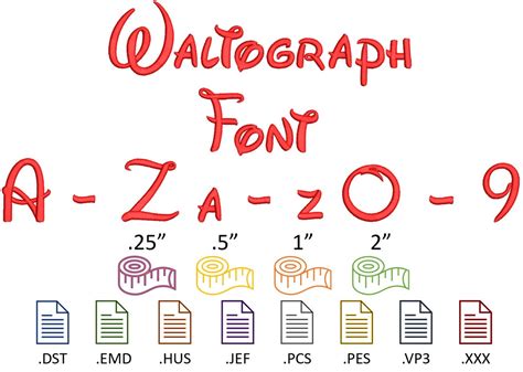 Waltograph Font Embroidery Files A Z A Z 0 9 Etsy