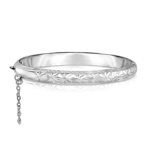 Rhodium Overlay Sterling Silver Banglesize 8 Silver Wt 85 Gms