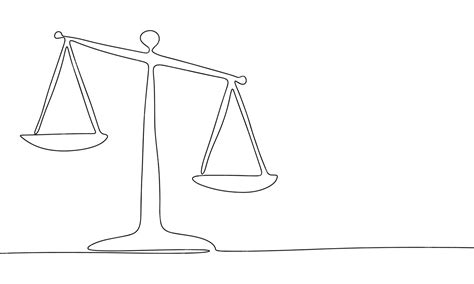 Premium Vector One Line Continuous Scales Justice Concept Banner In Line Art Hand Drawing
