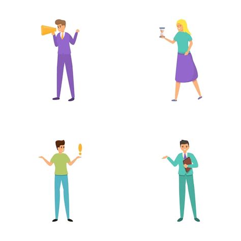 Premium Vector People Interacting Icons Set Cartoon Vector Workflow And Job Organization