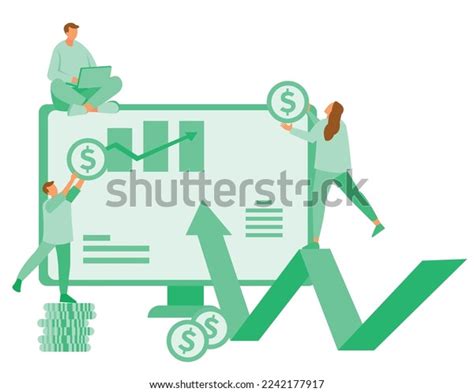 Creating Chart Person Characters Analyzing Charts Stock Vector Royalty