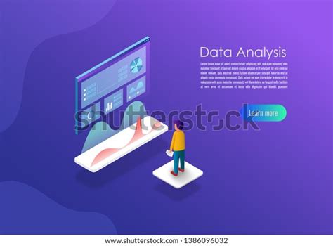 Isometric Data Analytics Concept Banner Can Stock Vector Royalty Free 1386096032 Shutterstock
