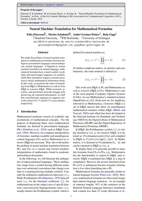 Pdf Neural Machine Translation For Mathematical Formulae