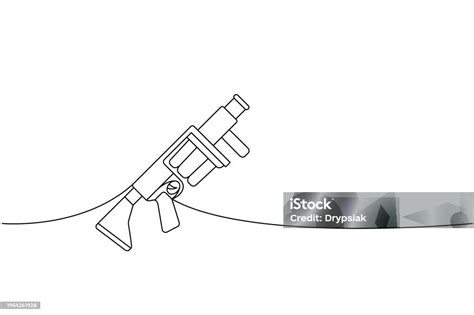 현대 유탄 발사기 한 줄 연속 그림입니다 다양한 현대 무기 연속 한 줄 그림 벡터 선형 그림 경찰관에 대한 스톡 벡터 아트 및 기타 이미지 Istock