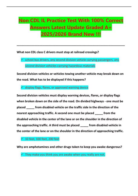 Non Cdl Il Practice Test With 100 Correct Answers Latest Update Graded