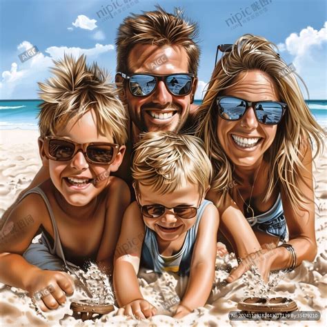 Ai创作图海边家庭合影 全家福头像 全家福手绘头像 手绘头像全家福 卡通全家福卡通照片 海边休闲的家人 一家人插画 温馨快乐一家 Q版全家福 海滩上的一家 全家福卡通头像 家庭相片幸福的合影
