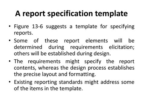 Report Specification Template