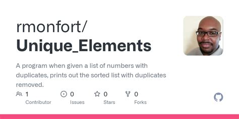 GitHub Rmonfort Unique Elements A Program When Given A List Of Numbers With Duplicates
