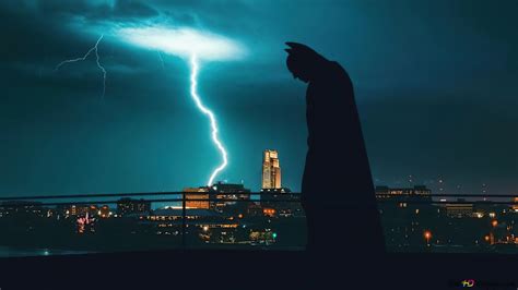 Batman In Front Of The Lightning 4k Wallpaper Download