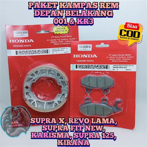 Jual Paket Kampas Rem Belakang 001 And Depan Kr3 Motor Honda Supra X Lama