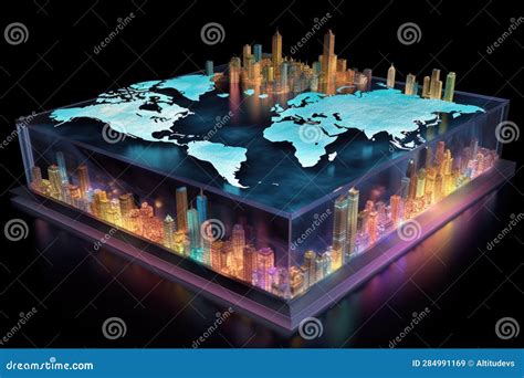 3d Holographic World Map With Data Overlays Stock Illustration Illustration Of Virtual