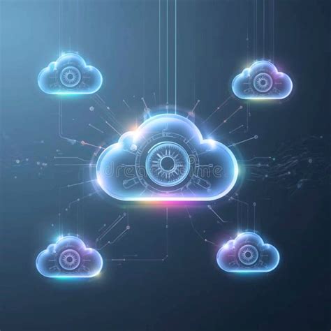 Futuristic Cloud Computing With Cybersecurity Concept Stock