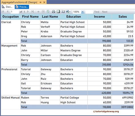 Ssrs Sum Function