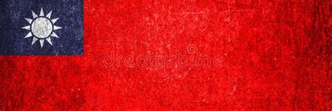 Taiwan State Flag On A Metal Surface Banner Of Dirty Grunge Taiwan