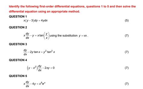 solved identify the following first order differential
