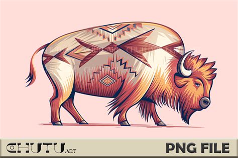 Native American Buffalo Tribal Western Graphic By Chutu Art