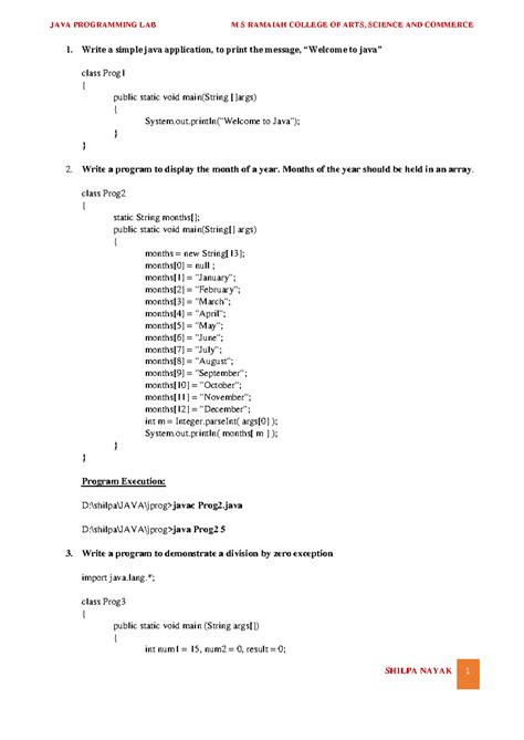 java pratical programs 1 write a simple java application to print the message