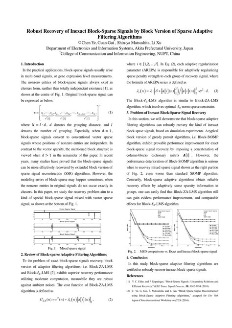 Pdf Robust Recovery Of Inexact Block Sparse Signals By Block Version