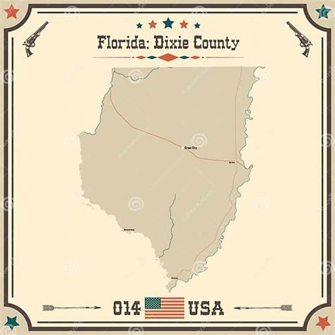 Map Of Dixie County Florida Usa With Vintage Colors Stock Vector Illustration Of Florida