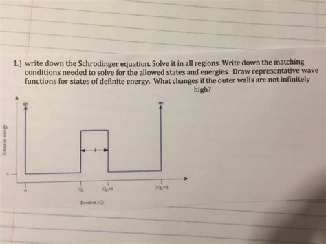 Solved Write Down The Schrodinger Equation Solve It In All