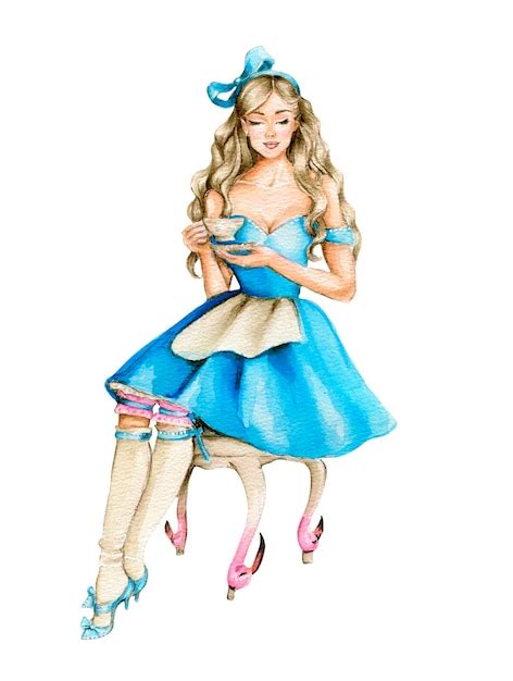 Алиса в стране чудес Премиум векторы