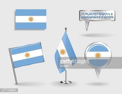 Set Of Argentinean Pin Icon And Map Pointer Flags Vector Royalty