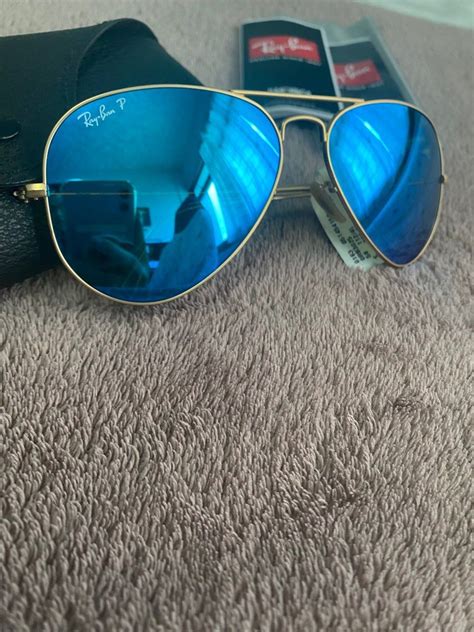 New Ray Bans Aviator Blue Reflective With Matte Gold Rims Womens