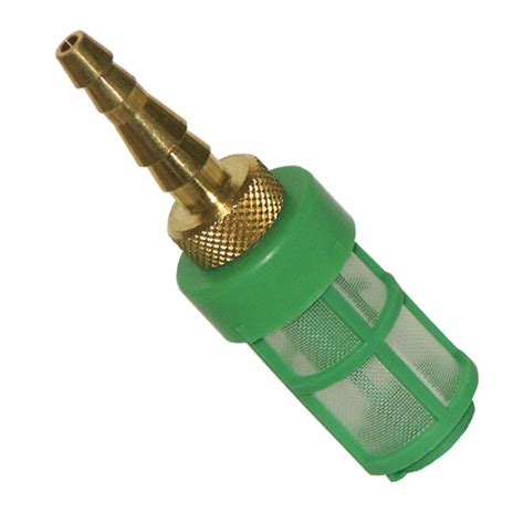 Chemical Filter Brass 14in Hose Barb Plastic Green Chemical Filter
