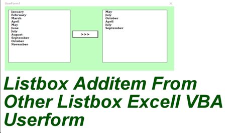 Listbox Fill From Other Listbox Excell Vba Youtube