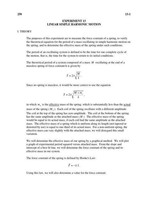 Lab 13 Pdf Oscillation Mass